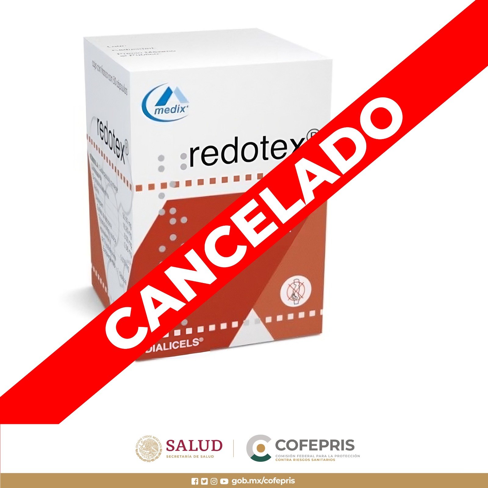 Cofepris cancela registro sanitario a Redotex y Redotex NF