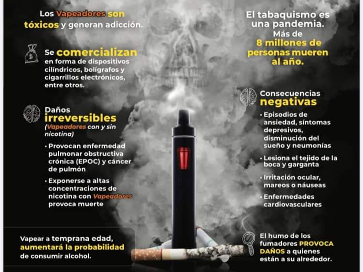 Vapeadores, un grave problema de salud pública